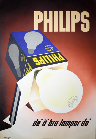 Original vintage poster: Philips Light Bulb designed by Holmgren, Helge ...
