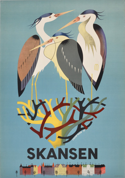 Original authentic vintage poster - Title: 'Skansen, Stockholm, Sweden ...