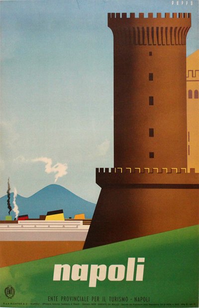 Original authentic vintage poster - Title: 'Italy - Napoli' designed by ...