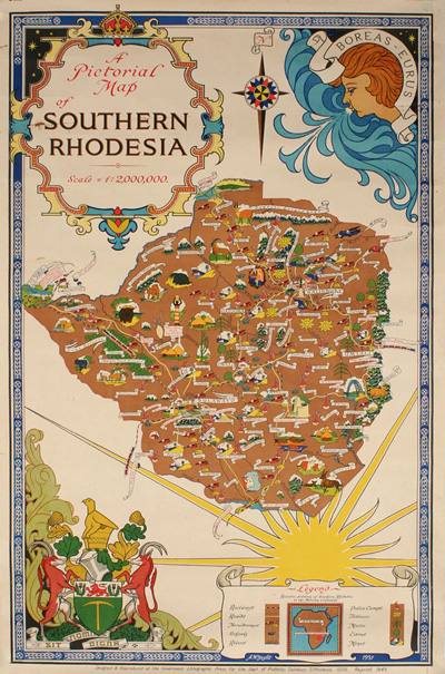 Africa - Southern Rhodesia (1945) - Original Vintage Poster | PosterTeam