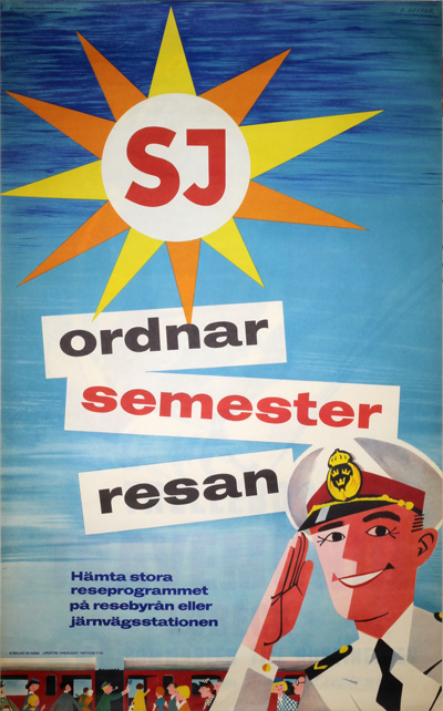 Original authentic vintage poster - Title: 'SJ Sweden' designed by ...