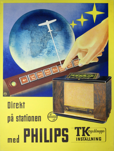 Original authentic vintage poster - Title: 'Philips Radio with preset ...