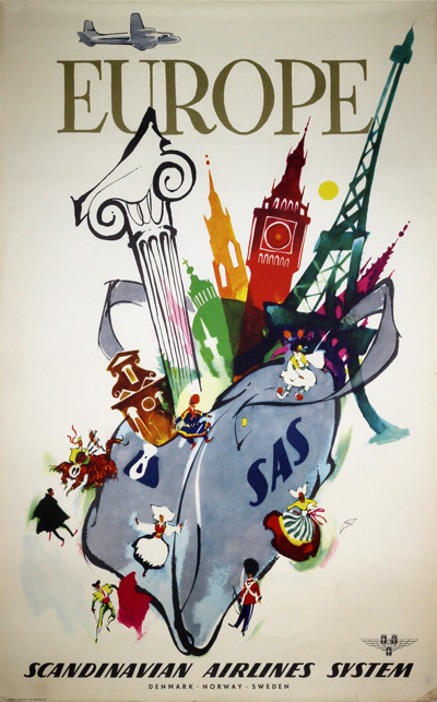 Original vintage poster: SAS - Europe designed by Nielsen, Otto (1916 ...