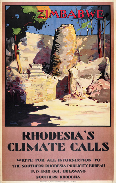 Original authentic vintage poster - Title: 'Zimbabwe - Rhodesia's ...