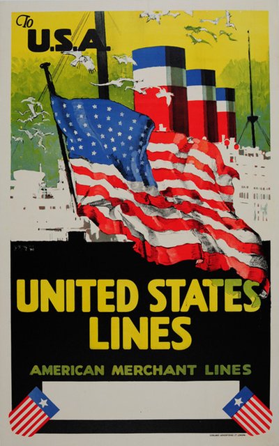 Original authentic vintage poster - Title: 'To USA - United States ...