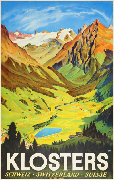 Original authentic vintage poster - Title: 'Klosters - Schweiz Suisse ...