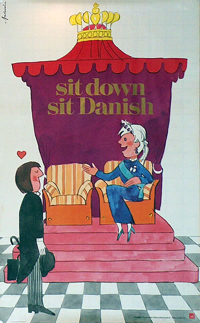 Original authentic vintage poster - Title: 'sit down - sit Danish ...