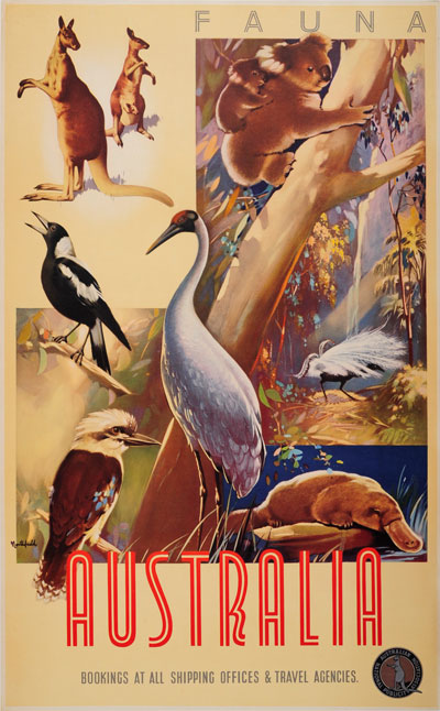 Original authentic vintage poster - Title: 'Australia Fauna ' designed ...