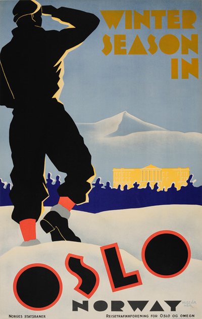 Original authentic vintage poster - Title: 'Winter season in Oslo ...