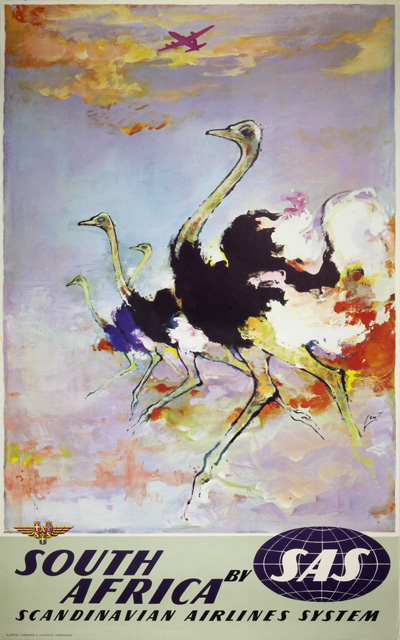 Original vintage poster: by SAS - South Africa - Ostrich designed by ...