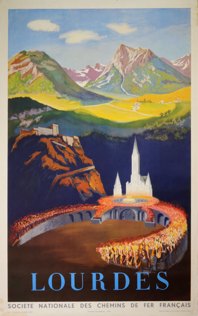 Original authentic vintage poster - Title: 'Lourdes - France' designed ...
