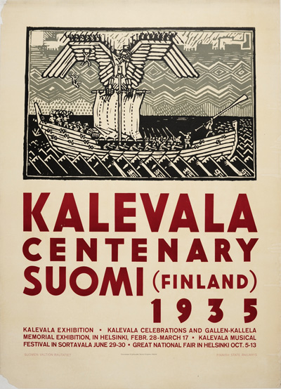 Original authentic vintage poster - Title: 'Kalevala Centenary Suomi ...