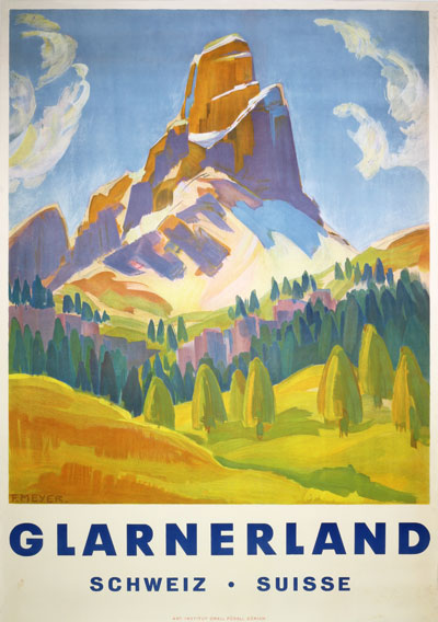 Original authentic vintage poster - Title: 'Glarnerland Switzerland ...
