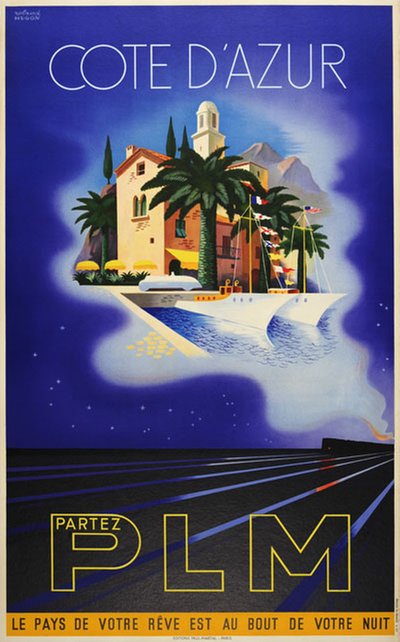 Original authentic vintage poster - Title: 'Côte d'Azur, partez PLM ...