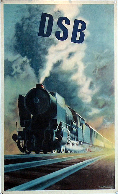 Original authentic vintage poster - Title: 'DSB - Steam Locomotive ...