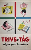 Original vintage poster: SJ - Trivs på tåg designed by SJ Reklam for sale