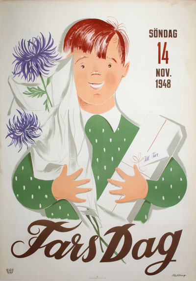 Original vintage poster: Fars Dag - 14 November 1948 designed by Sven ...