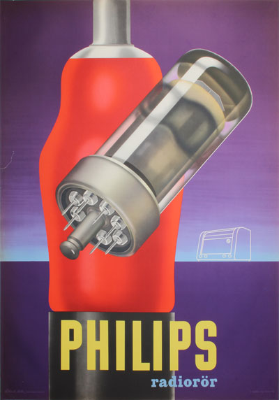 Original authentic vintage poster - Title: 'Philips Radiorör ' designed ...