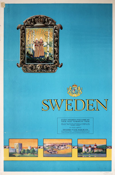 Original authentic vintage poster - Title: 'Sweden 1925 Travel poster ...