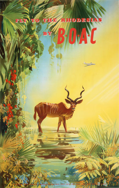 Fly to Rhodesia by BOAC (1951) - Original Vintage Poster | PosterTeam
