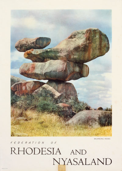 Rhodesia and Nyasaland - Balancing Rocks (1950s) - Original Vintage ...