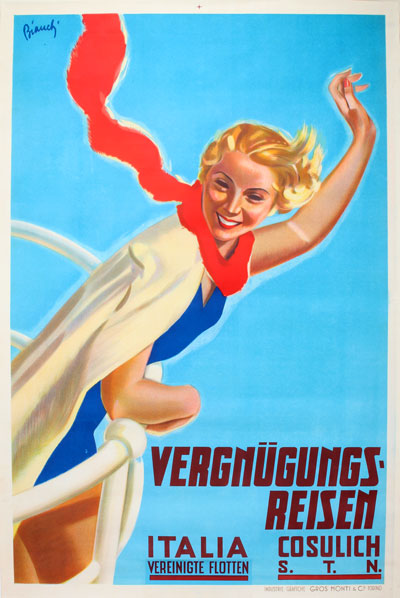 Original authentic vintage poster - Title: 'Italia Cosulich Line ...