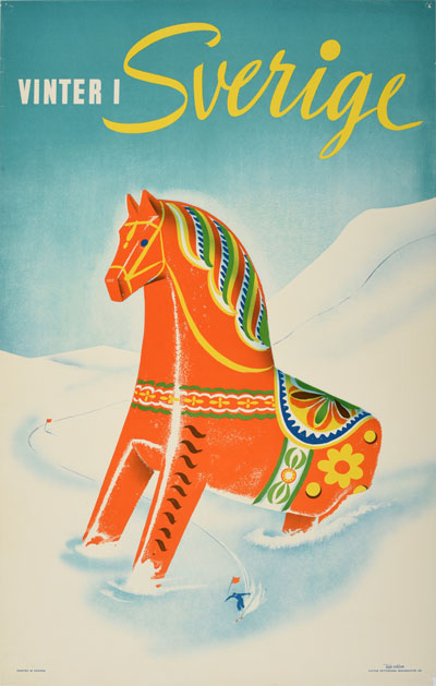 Original authentic vintage poster - Title: 'Vinter i Sverige - Winter ...