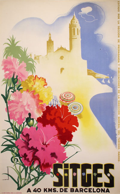 Original authentic vintage poster - Title: 'Sitges Spain' designed by ...