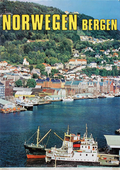 Original authentic vintage poster - Title: 'Bergen - Norwegen' designed ...