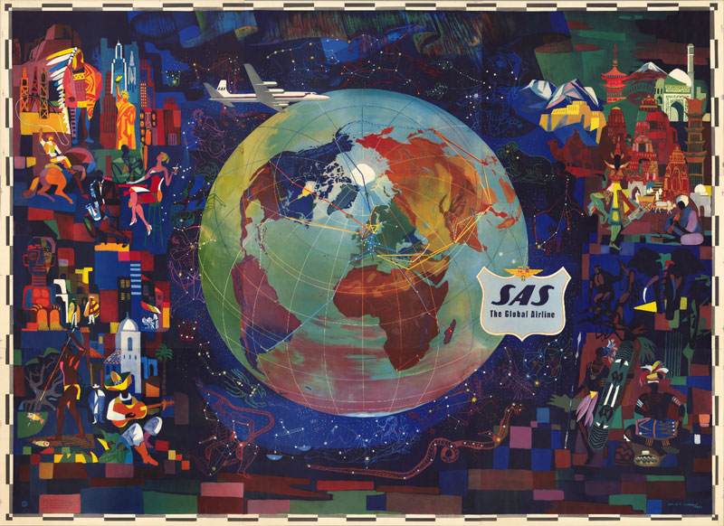 Original authentic vintage poster - Title: 'SAS The Global Airline ...