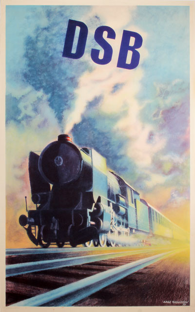 Original authentic vintage poster - Title: 'DSB - Steam Locomotive ...