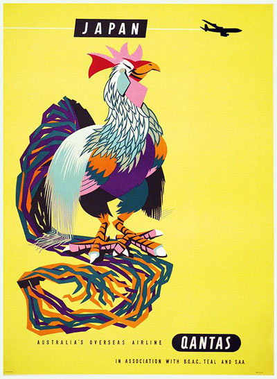 Original authentic vintage poster - Title: 'Qantas Japan ' designed by ...
