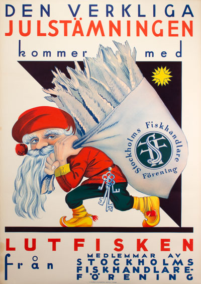 Julstämningen - Lutfisken (1930s) - Original Vintage Poster | PosterTeam