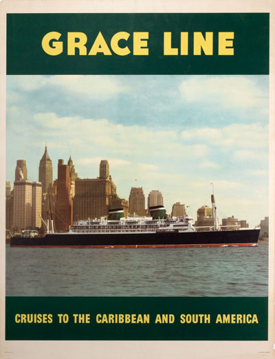 Original authentic vintage poster - Title: ' Grace Line Cruises to the ...