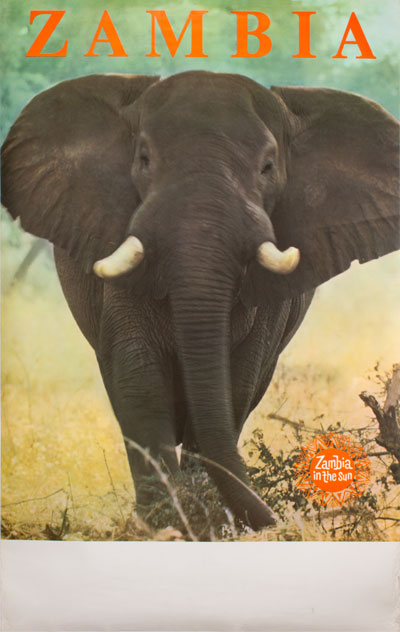 Original authentic vintage poster - Title: 'Zambia in the sun Elephant ...
