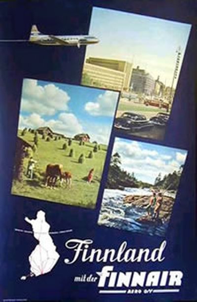 Original authentic vintage poster - Title: 'Finnair' - sold