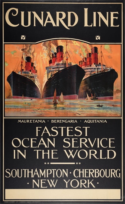 Cunard Line, Mauretania, Berengaria, Aquitania (1920s) - Original ...