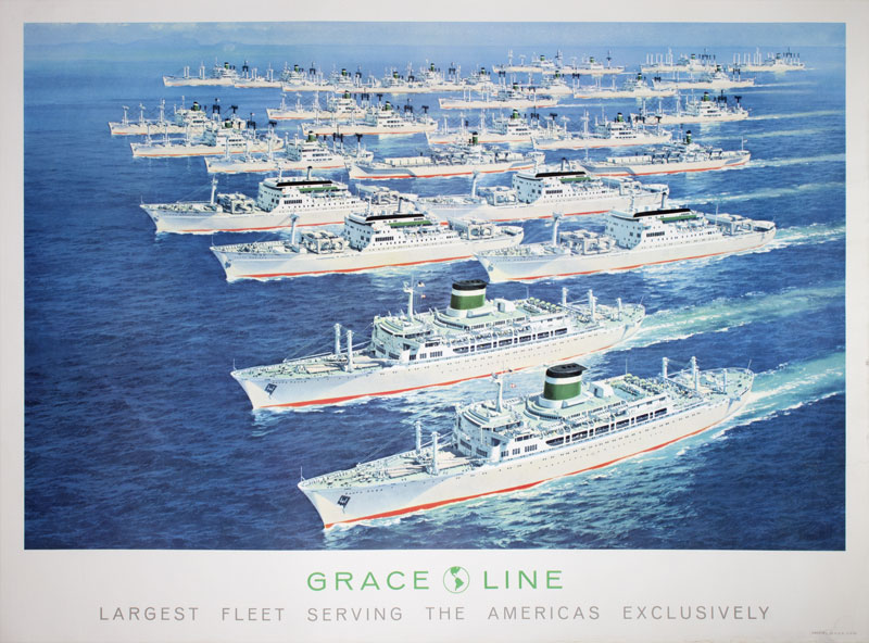 Original authentic vintage poster - Title: 'Grace Line Largest Fleet ...