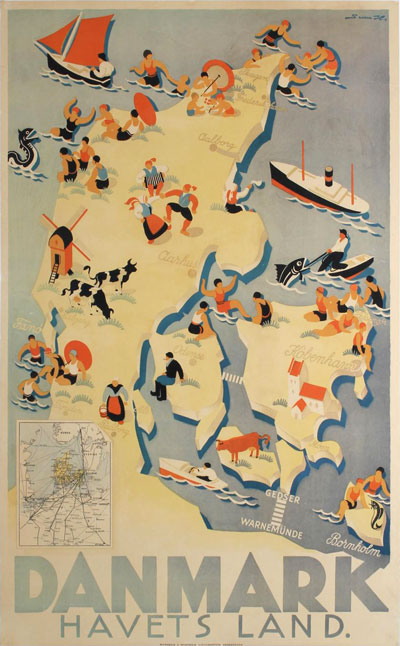 Original authentic vintage poster - Title: 'Danmark - Havets Land ...