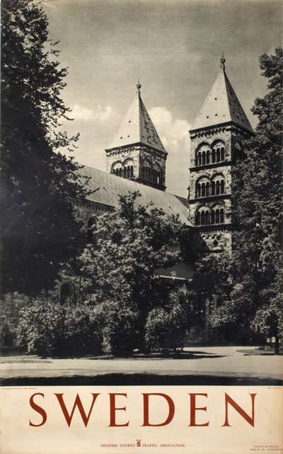 Sweden Cathedral of Lund (1950s) - Original Vintage Poster | PosterTeam