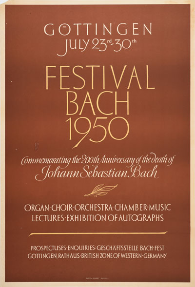 Original authentic vintage poster - Title: 'Festival Bach 1950 ...