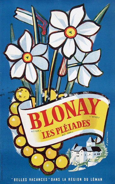 Blonay Les Pléiades Switzerland (1950s) - Original Vintage Poster ...