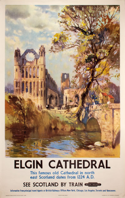 Original authentic vintage poster - Title: 'Elgin Cathedral British ...