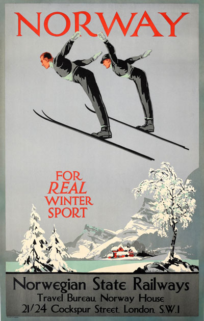 Norway for real winter sport (1920s) - Original Vintage Poster | PosterTeam
