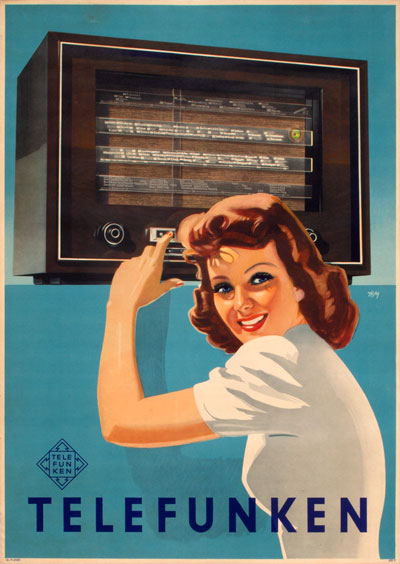 Original authentic vintage poster - Title: 'Telefunken Radio' designed ...