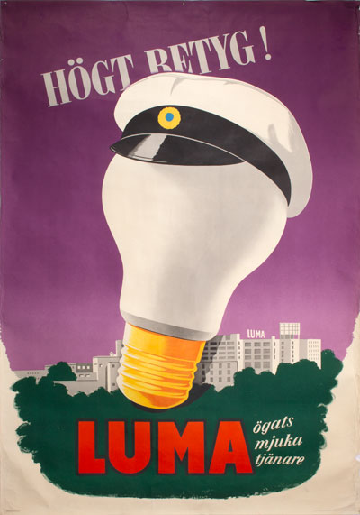 Original authentic vintage poster - Title: 'Luma Light Bulbs' - sold