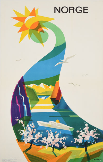 Original authentic vintage poster - Title: 'Norge 1962' designed by ...