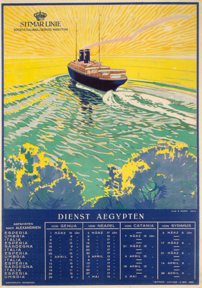 Original authentic vintage poster - Title: 'Dienst Aegypten - Sitmar ...