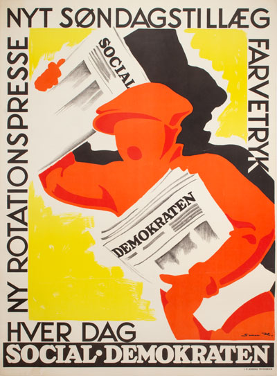 Original vintage poster: Social Demokraten designed by Henriksen, Sven ...
