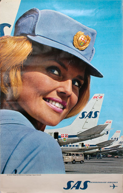 Original authentic vintage poster - Title: 'SAS DC-8' - for sale